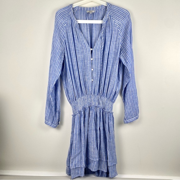 Rails | Dresses | Rails Jasmine Dress In Azure Stripe Linen Blend ...